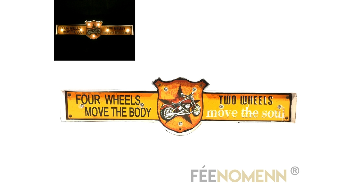 Plaque Métal Lumineuse Led Déco Murale Vintage Moto Harley Move The